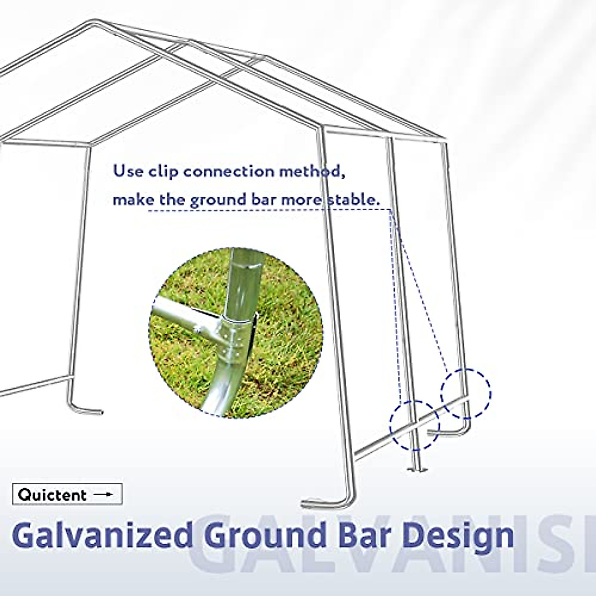 Quictent 10x10 ft Anti-Snow Portable Garage Shelter Outdoor Storage Shed Heavy Duty Car Canopy Carport for Motorcycle, Bike or Garden Tools-Gray