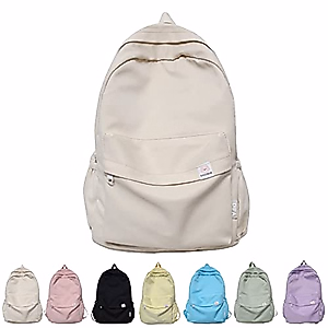 Sage Green Backpack for School, Aesthetic Backpack, Large-capacity Casual Rucksack Kawaii Backpack for Teen Girls (White)