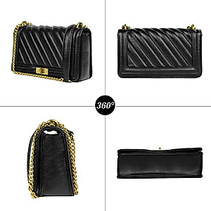 Anna&Yoyo Quilted Crossbody Bags for Women, Lightweight PU Leather Lady Shoulder Purses, Trendy Designer Shoulder Bag with Chain Strap…