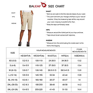BALEAF Women's Bermuda Khaki Shorts Bermuda Hiking Long Quick Dry Elastic Waist for Work, Camping, Travel Size XL