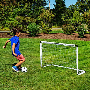 Franklin Sports Kids Soccer Goal Set - Portable Backyard Youth Soccer Goals - 2 Mini Soccer Goals with Ground Stakes - 54" x 36",Black