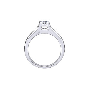 1/2 CT Princess/Round Natural Diamond Bridal Set Engagement Wedding Ring 14k Solid White Gold (I-J Color, I2-I3 Clarity, 0.50 Cttw) Ring Size-12