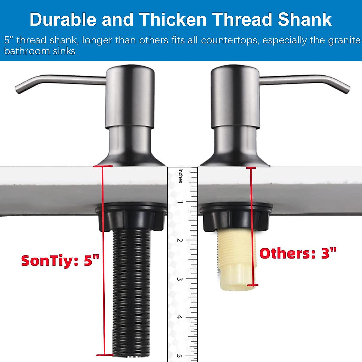 Dish Soap Dispenser for Kitchen Sink, SonTiy Commercial Kitchen Hand Soap Dispenser Pump Brushed Nickel, Stainless Steel Liquid Soap Dispenser with 47" No-Spill Extension Tube+17 OZ Bottle
