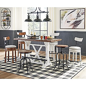 Signature Design by Ashley Valebeck Rustic Farmhouse 36" Counter Height Dining Table, Brown & White