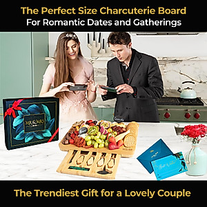 Charcuterie | Cheese Board Gift Set, Unique Wedding Anniversary Engagement Bridal Shower Housewarming Gifts for Couples, Wedding Gifts for Couples 2024, Mr and Mrs Gifts, Wedding Gifts for Newlyweds