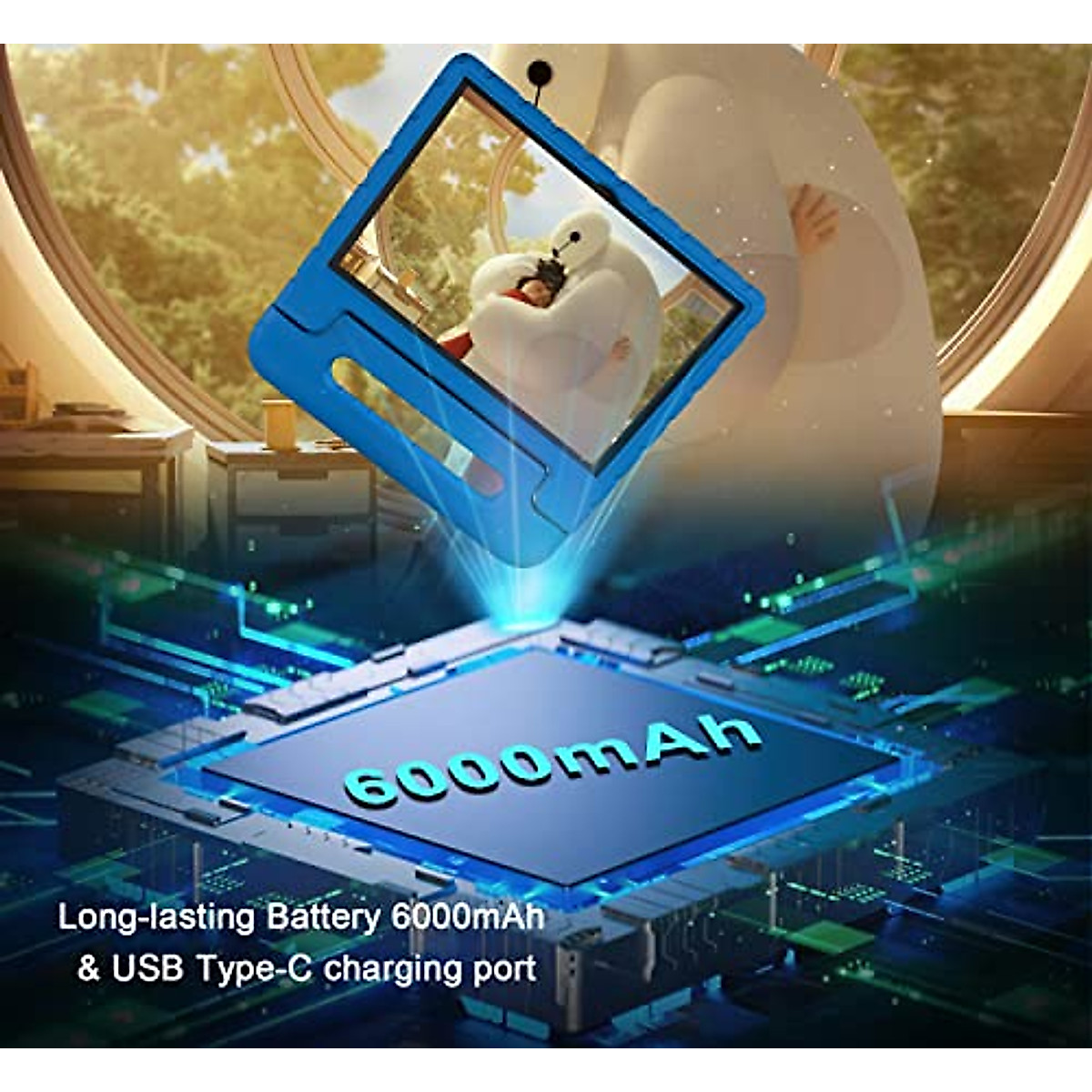 NOBKLEN Kids Tablet 10 Inch, Android 13, 4GB+64GB, 8-Core CPU, WiFi 6, 12H Battery Life, Parental Control, 1280 * 800 HD Display, Dual