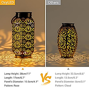 Solar Lanterns Outdoor Garden Decor - 2 Pack LED Garden Lantern Hanging Solar Powered with Handle Waterproof Decorative Retro Metal Solar Lights for Table Patio Yard Pathway Walkway Christmas - Large