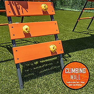 Jungle Warrior Anaconda Metal Swing Set with 45" Saucer Swing, 2 Sling Swings, Rock Climbing Wall and 5ft Slide with Slide