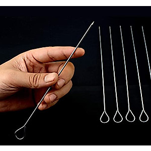 12pcs 10Inch Stainless Steel Skewers,Roast Goose Needle Barbecue,BBQ Skewer Sticks for BBQ Grilling Kebob Meat Chicken Vegetable Appetiser