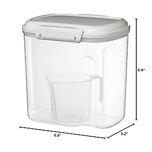 Sistema Flour and Sugar Storage Containers for Pantry with Lids and Measuring Cup, Dishwasher Safe, 10.2-Cup, White