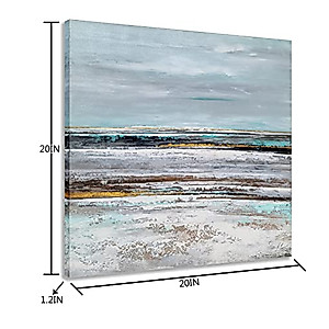 Yihui Arts Seascape Wall Art - Abstract Coastal Artwork Picture - Beach Oil Painting on Wrapped Canvas Art for Living Room Bedroom Office Decor