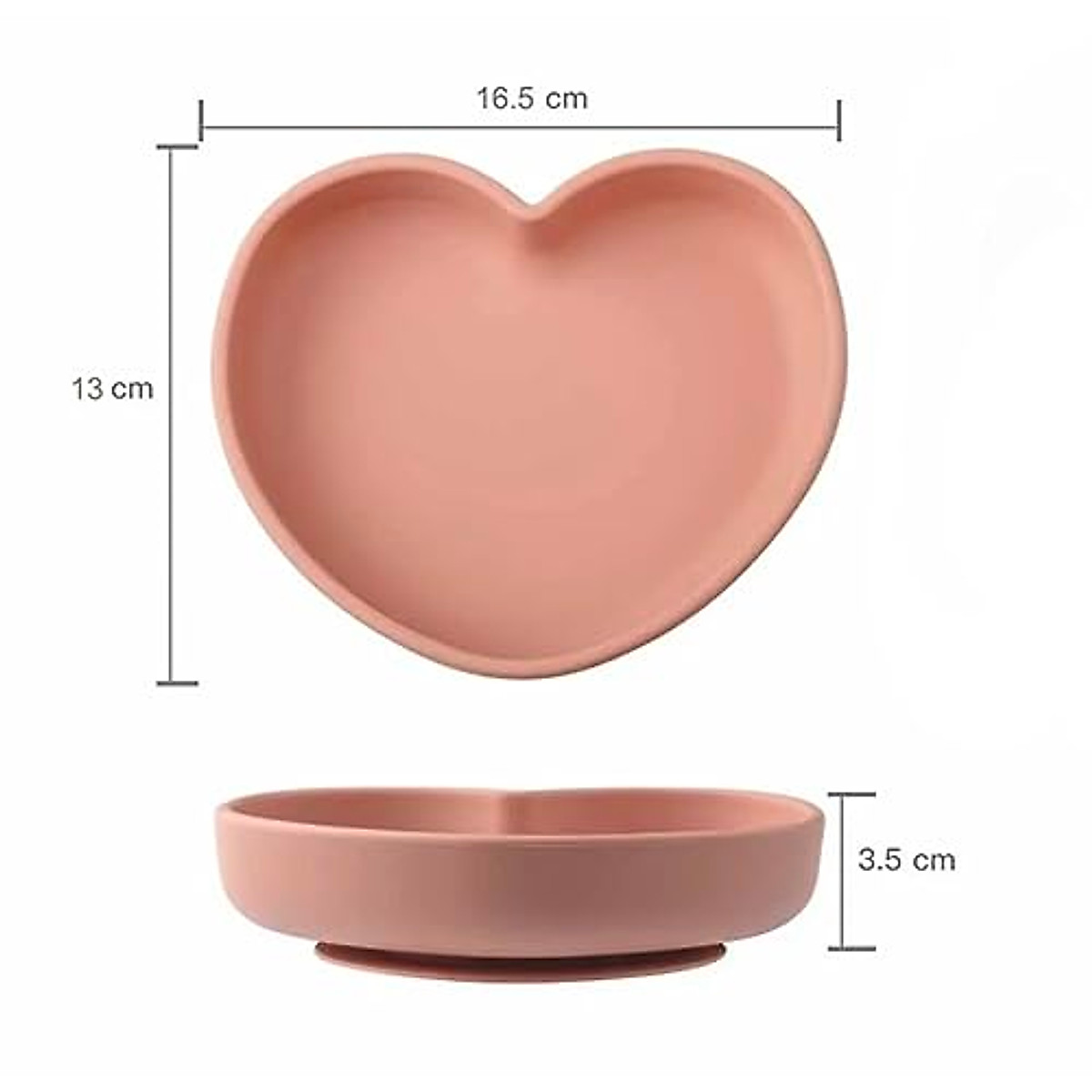 100% Food Grade Silicone Non-Slip Suction Heart Plate Dishware For Baby Lead Feeding | For Babies And Toddlers, BPA FREE, Diswasher Safe & Microwave Safe - Choose From 6 Colors (Muted Pink)