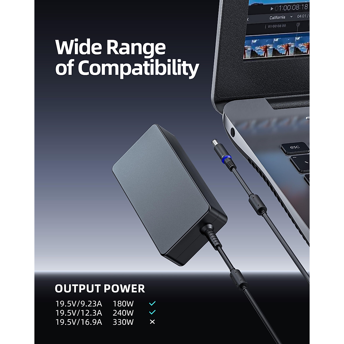 10FT 240W Charger (UL Safety Approved) Fit for Dell Alienware M15 R3 R4 R2 R5 R6 R7 15 R2 R3 M17 R5 R2 R3 R4 17 R3 M16 R2 X15 R1 R2 X16 R1 X17 R1 R2 Gaming Laptop Fast Charging Power Supply AC Adapter