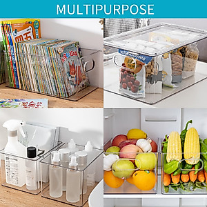 Artendjoon 3 Pack Refrigerator Organizer Bins with Lid, Large Stackable Fridge Organizer Set with Handle, BPA-free Clear Storage Container for Freezer, Cabinet, Pantry Organization