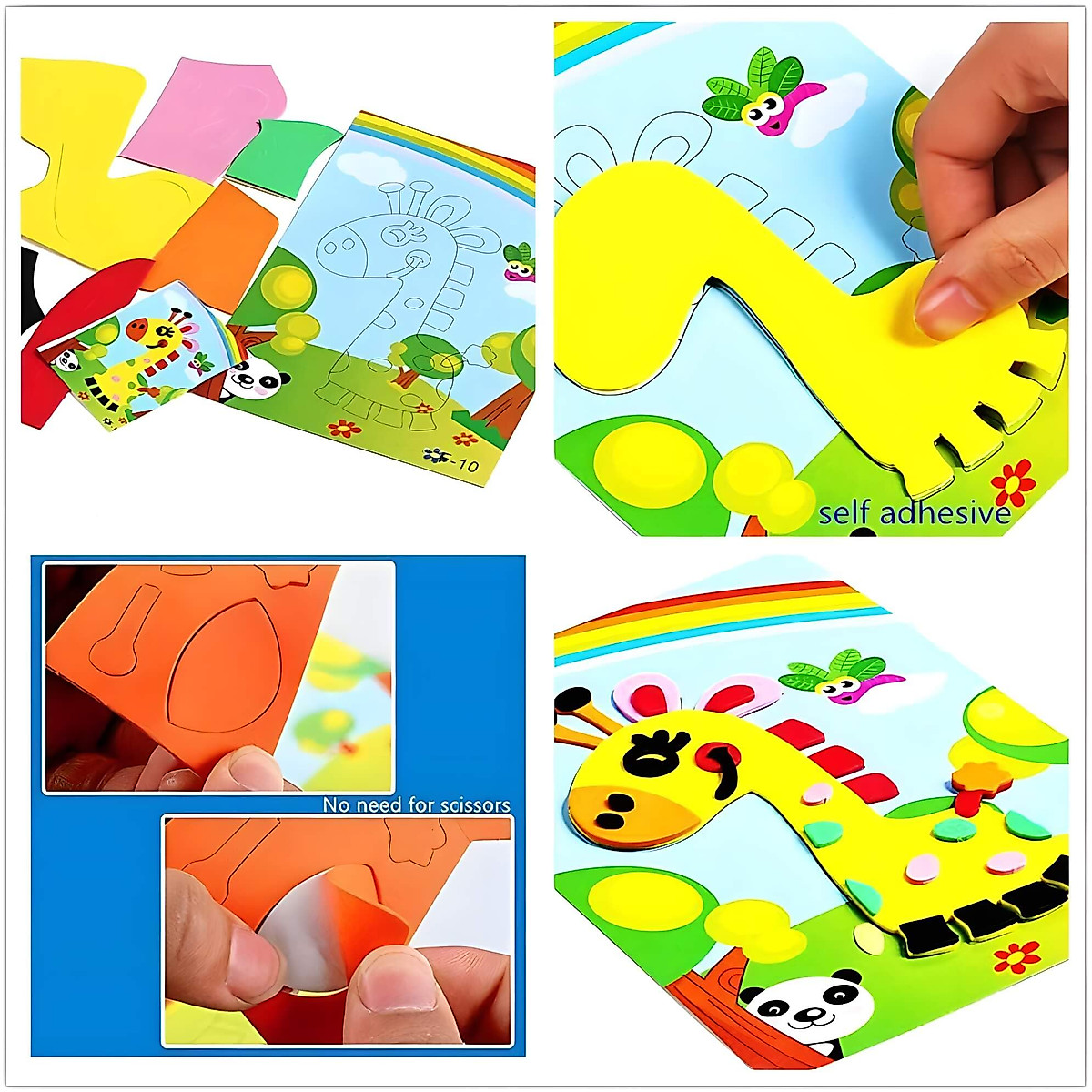 20pcs 3D EVA Foam Sticker Puzzle Game DIY Cartoon Animal Learning Education Toys for Toddler Kids Art Craft Kits (kidslove A)