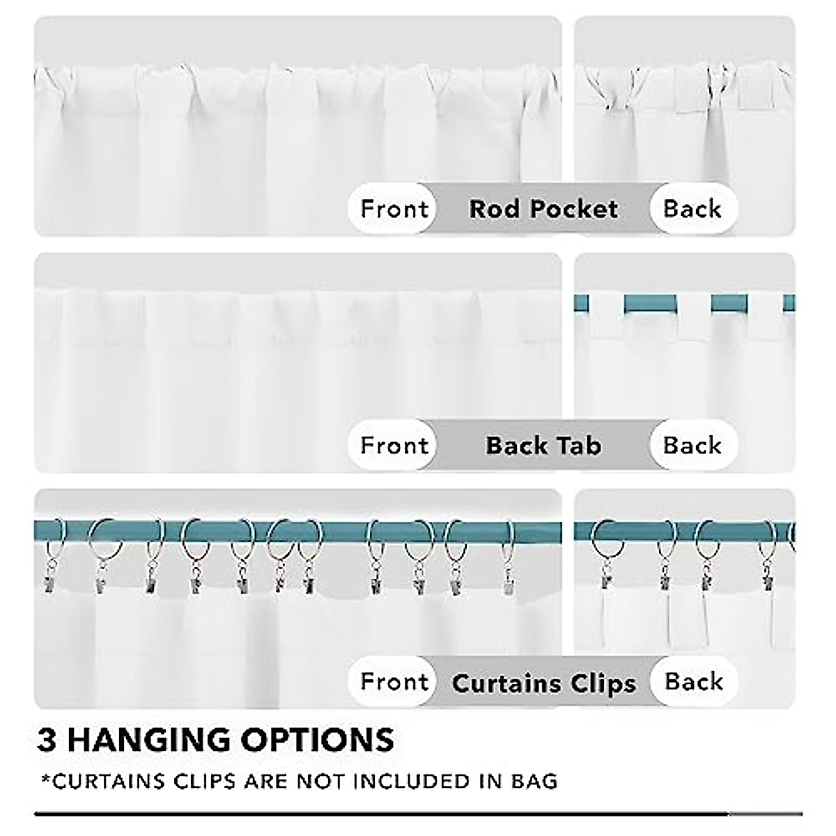 Deconovo Pure White Curtains for Living Room, Back Tab and Rod Pocket Curtain for Bedroom 84 Inches Long, 52x84 Inch, 2 Panels