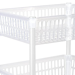 Kitchen Details 4 Tier Slim Basket Shelf Rack | Storage & Organizer | Kitchen | Bathroom | Laundry Room | Office | Good for Food and Kitchen Supplies | White