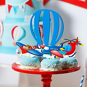 Airplane Cupcake Topper Plane Birthday Party Supplies, Airplane Aircraft Cupcake Toppers for Kids Plane Theme Party Baby SHower Favor Supplies SET of 24