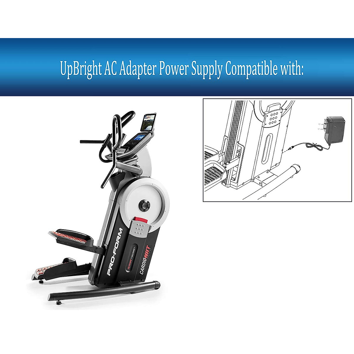 UpBright 9V AC/DC Adapter Compatible with ProForm Cardio HIIT Trainer Model No PFEL09915 1 PFEL09915.1 PFEL099151 PFEL 09915.1 Pro-Form CardioHIIT 9VDC 2A DC9V 2.0A Power Supply Cord Cable Charger PSU
