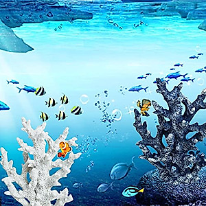PINVNBY Artificial Coral Ornament Aquarium Sea Plants Decoration Underwater Craft Resin Fish Tank Landscape (Blue)