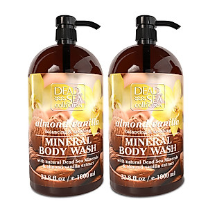 Dead Sea Collection Almond Vanilla Body Wash for Women and Men - with Pure Dead Sea Minerals and Sweet Almond Oil - Cleanses and Moisturizes Skin - Pack of 2 (67.6 fl. oz)