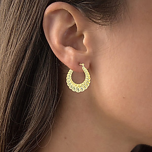 14K Yellow Gold 3.50mm Polished Shrimp Hoop Earrings | Earrings For Sensitive Ears | 14K Gold Hoops | Solid Gold Earrings For Women