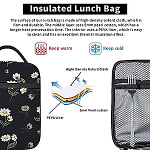 Lizinna Rportable Lunch Bag For Women/Men Insulated,Floral With Ditsy Flowers,Insulatedreusable Lunch Box For Office Work School Picnic Beach,Leakproof Cooler Tote Bag