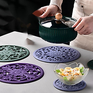 Smithcraft Silicone Trivets for Hot Dishes, Pots and Pans, Hot Pads for Kitchen Counter, Pot Holders for Tabletop & Countertop, Multi-use Heat Resistant Mat for Table, Non Stick Trivet Mat Set 3 Teal