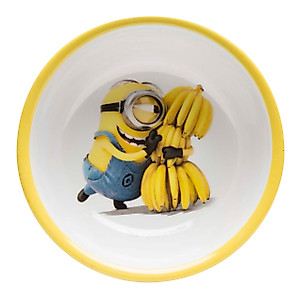 Zak Designs Minions Dinnerware Set Includes Melamine 3-Section Divided Plate, Bowl and Utensil Made of Durable Material and Perfect for Kids, 4 Piece Set, Minnions