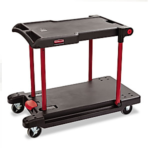 Rubbermaid Commercial Products Convertible Folding Utility Dolly/Cart/Platform Truck with wheels, 400 lbs Capacity, for Moving/Warehouse/Office (FG430000BLA)