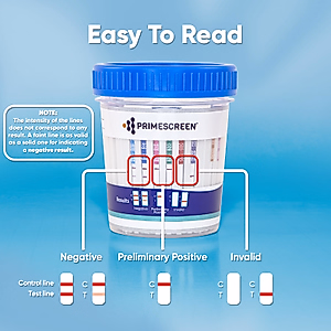 Prime Screen Multi-Drug Urine Test Cup 14 Panel Kit - Test 14 Drugs Including Marijuana (THC),OPI,AMP, BAR, BUP, BZO, COC, mAMP, MDMA, MTD, OXY, PCP, PPX, TCA - [2 Pack]