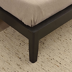 Better Home Products Stella Solid Pine Wood Queen Platform Bed Frame in Black