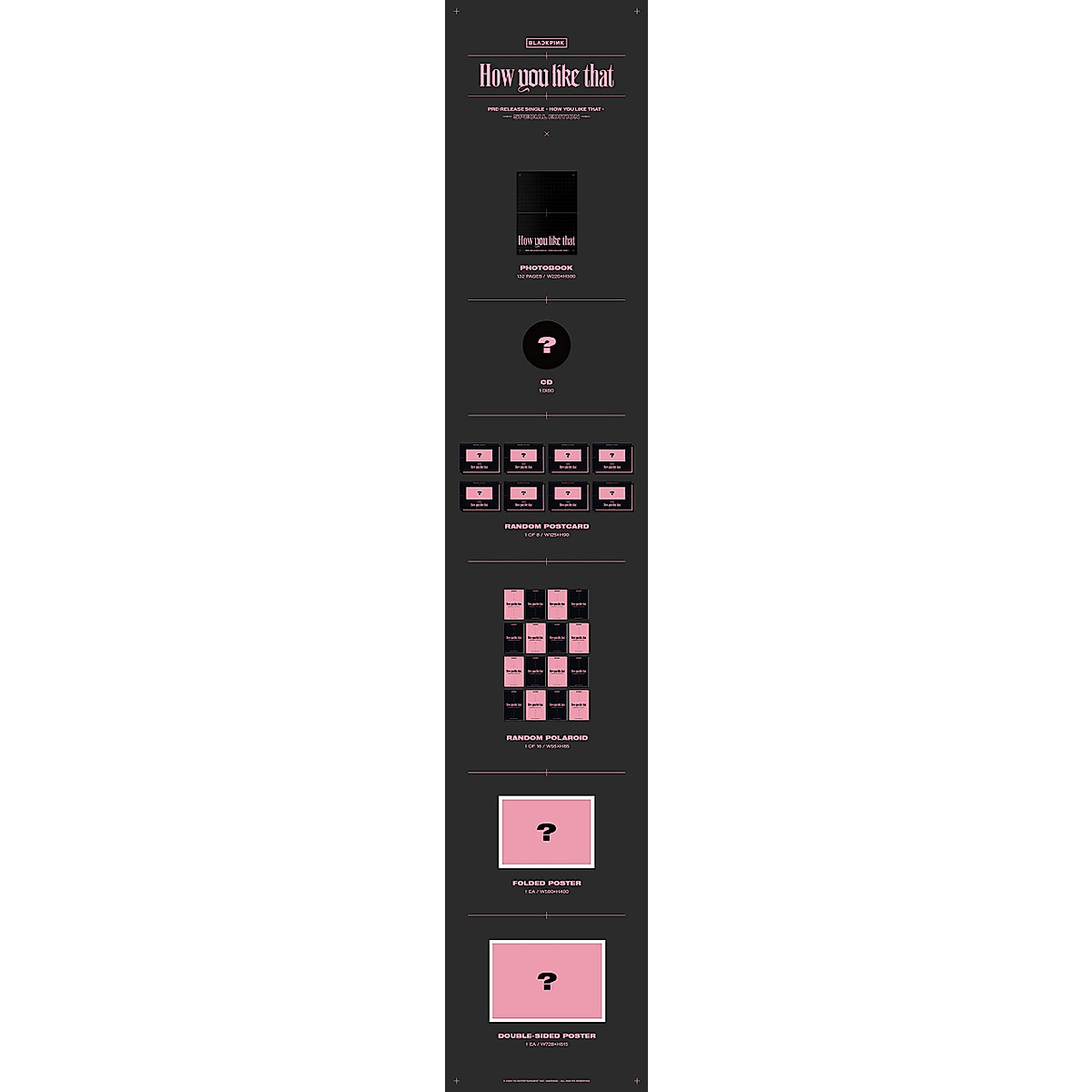 Blackpink 'How You Like That' Special Edition CD+1p Double Sided Poster+1p Folded Poster On Pack+132p PhotoBook+1p Post+1p Polaroid+Message PhotoCard Set+Tracking Kpop Sealed