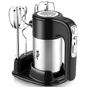 Bear Hand Mixer Electric, 5-Speed 300W Electric Hand Mixer with Turbo and 4 Stainless Steel Accessories for Easy Whipping, Mixing Cookies, Brownies, Cakes, and Dough Batters