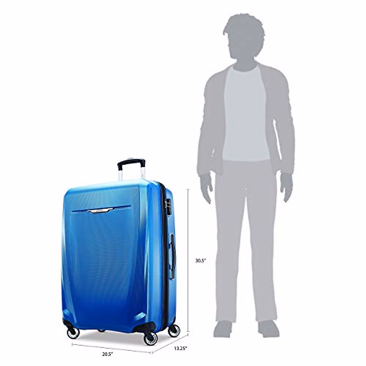 Samsonite Winfield 3 DLX Hardside Expandable Luggage with Spinners, Blue/Navy, Checked-Large 28-Inch