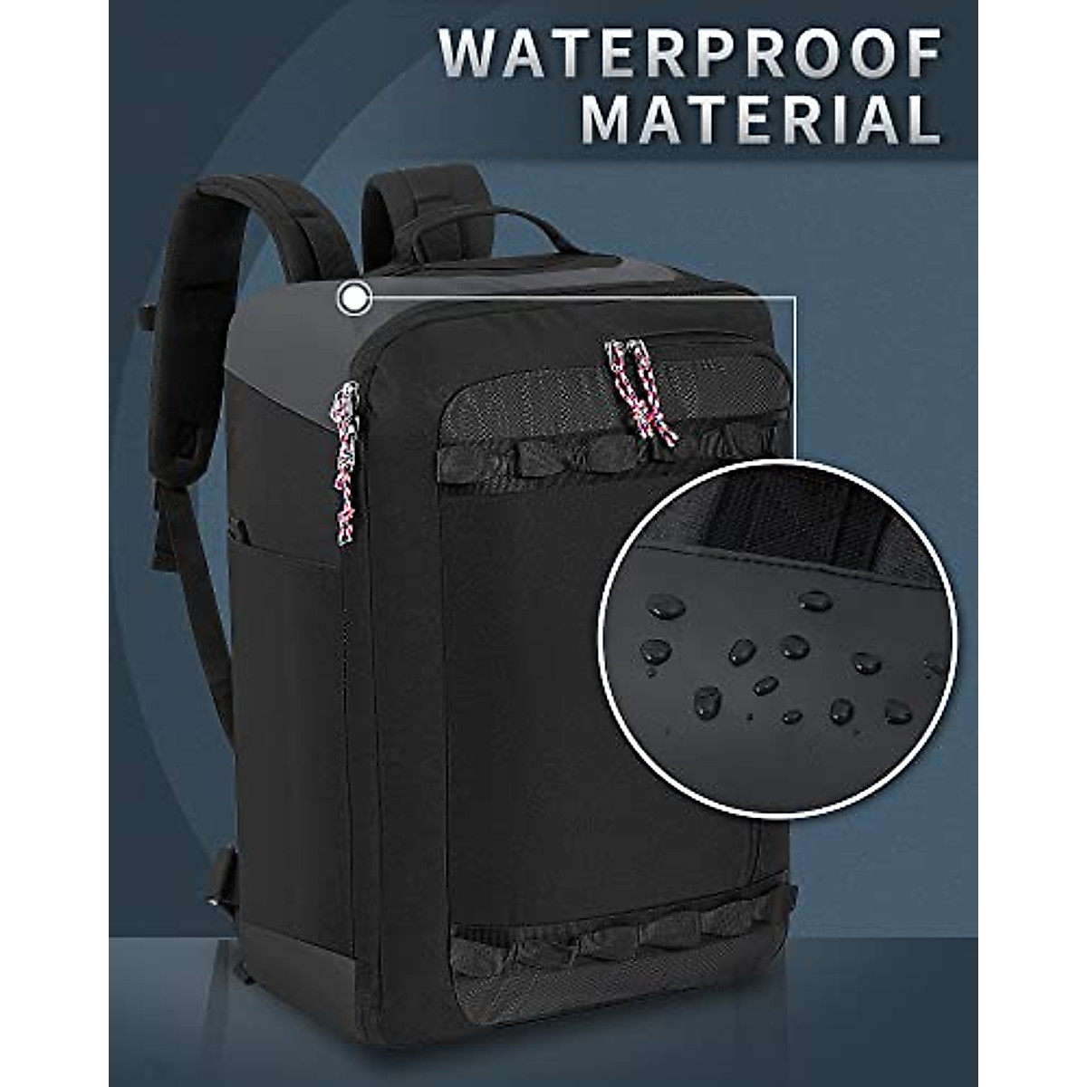 TRAILKICKER Travel Backpack Flight Approved Carry On Backpack Water Resistant Weekender Bag (Black)