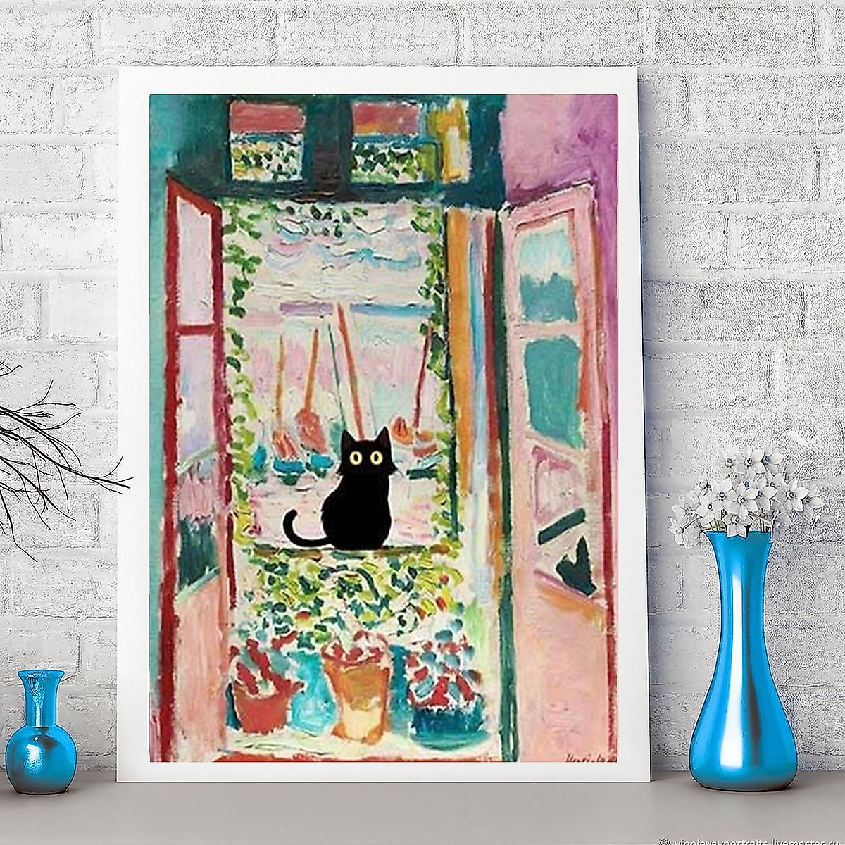 ARPADAMO Adults Beginners Paint by Number Kits ? Press Digital Easy Acrylic Black cat 4 Pieces Paint, DIY Watercolor Paint Press Digital kit on Canvas Home Wall Decoration Without Frame 12×16inch