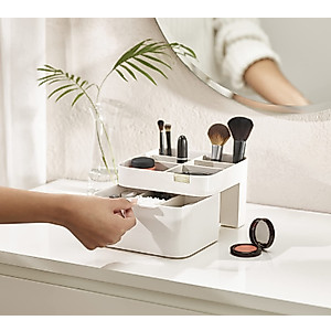 Joseph Joseph 75004 Viva Makeup Cosmetic Storage Organizer with Drawer, Medium, Shell