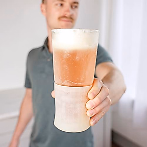 Host FREEZE Beer Glasses, Frozen Beer Mugs, Freezable Pint Glass Set, Insulated Beer Glass to Keep Your Drinks Cold, Double Walled Insulated Glasses, Tumbler for Iced Coffee, 16oz, Set of 2