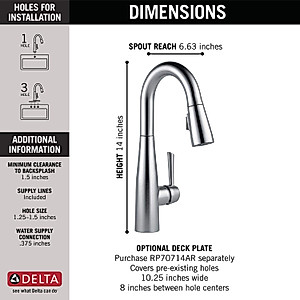 Delta Faucet Essa Bar Faucet Brushed Nickel, Bar Sink Faucet Single Hole, Wet Bar Faucets with Pull Down Sprayer, Prep Sink Faucet, Faucet for Bar Sink, Arctic Stainless 9913-AR-DST