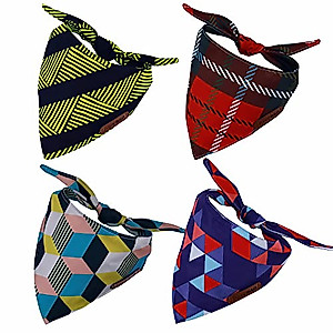 DeerBAO Dog Bandanas 4Pack,Dog Scarf,Dog Bandanas boygirl,Premium Durable Fabric,Adjustable Fit,Unique Shape,Suitable for All Kinds of Dogs,Provide Various Sizes(Large, Plaid)