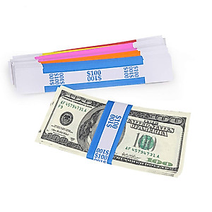 L LIKED Pack of 400 Money Band Bundles Self Sealing Currency Straps for Bill Wrappers (50 of Each - 400 Assorted)