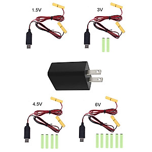 fengchensety Universal 1m Dual AAA Battery Eliminator US Plug USB Power Supply Adapter Replace 1.5V AAA 3V 2AAA 4.5V 3AAA 6V 4AAA Battery for Household Electric Toys Fan Holiday Lights and More