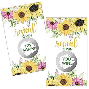 Haizct 50 Pack Sunflower Bridal Shower Scratch Off Game Cards for Country Wedding, Bridal Shower, Bridal Lottery Tickets, Wedding Shower Ideas, Baby Shower