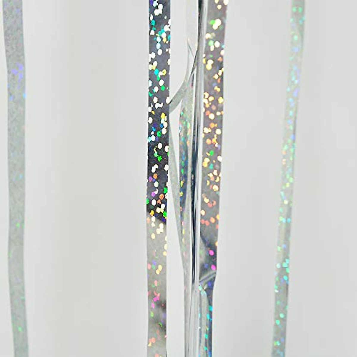 Moohome 2 Pack 3.28 ft x 9.84 ft Metallic Sparkle Silver Fringe Curtains Tinsel Foil Curtains for Party Backdrop Photo Booth Backdrop Door Window Streamer Curtain Party Wedding Background Decor