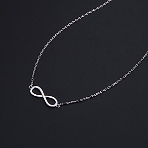 DAOCHONG S925 Sterling Silver Choker Infinity Clavicle Short Pendant Necklace for Women Jewelr