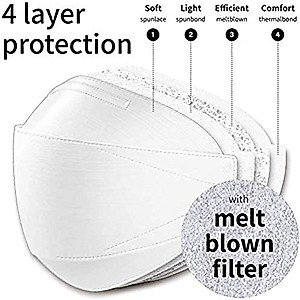 100Pcs Black+White Adult Kf94 Face Mask, 4-Ply Layer Filtеr 3D Design Shape Kf94 Disposable Face Masks Breathable Mask for Adult