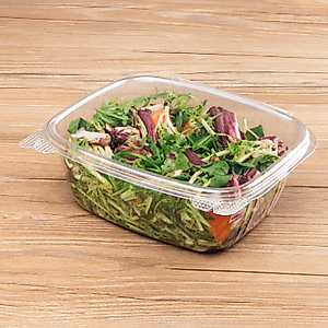 Karat 200 Count Clear PET Hinged Deli Take Out Containers - 32 oz Plastic Clamshell Food Containers, Disposable Square to Go Boxes, Ideal for Pasta Salads, Fruit, Deli Sides and More, FP-HDC32