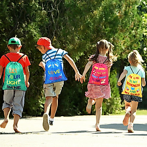 Frienda 20 Pieces Religious Gift Bags Christian Drawstring Backpacks Jesus Treat String Bags Bulk God Bless Baggies for Sunday School Birthday Baby Shower Christian Party Favors Packing, 11.8 x 9.8