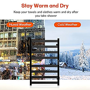 Colliford Towel Warmer, Towel Heater Rack for Bathroom, 8-bar Electric Towel Dryer Wall-Mounted Plug-in Bath Heater, 201 Stainless Steel Hot Towel Rack with Timer and Smart Temperature Control